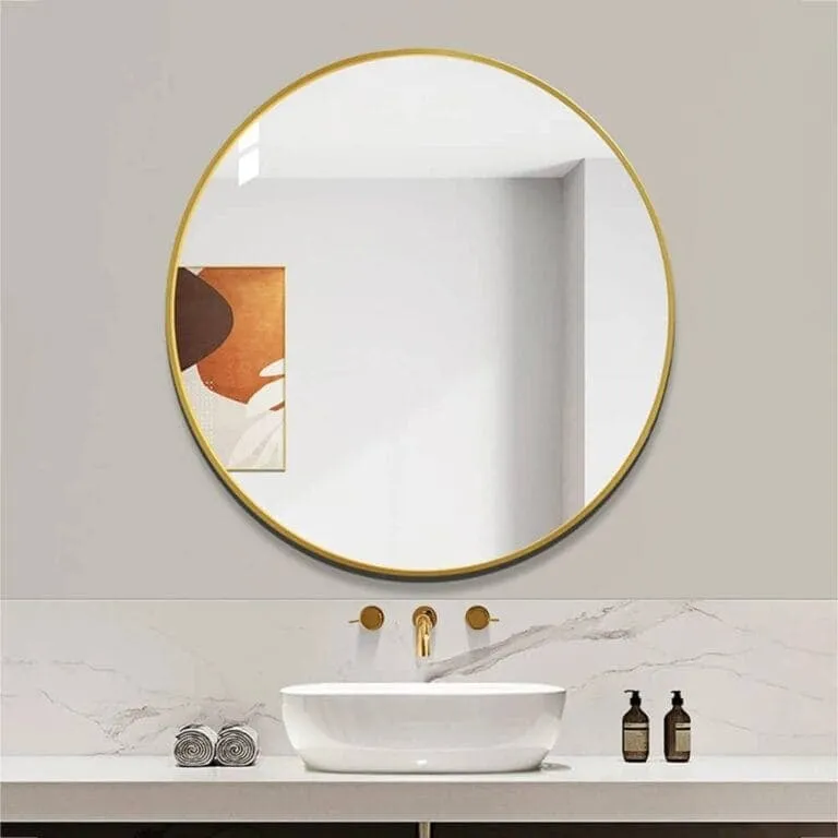 Modern Round Wall Mirror 120cm Rose Gold Aluminium Frame | BWO